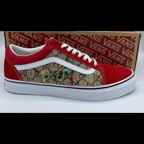 Vans | Shoes | Custom Gucci Monogram Paint Splattered Vans | Poshmark